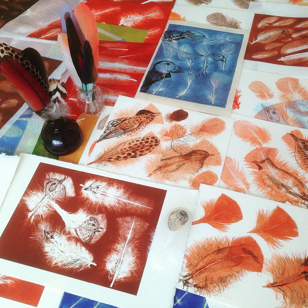 Printing on Feathers | Rebecca Jewell | Woven Tale Press